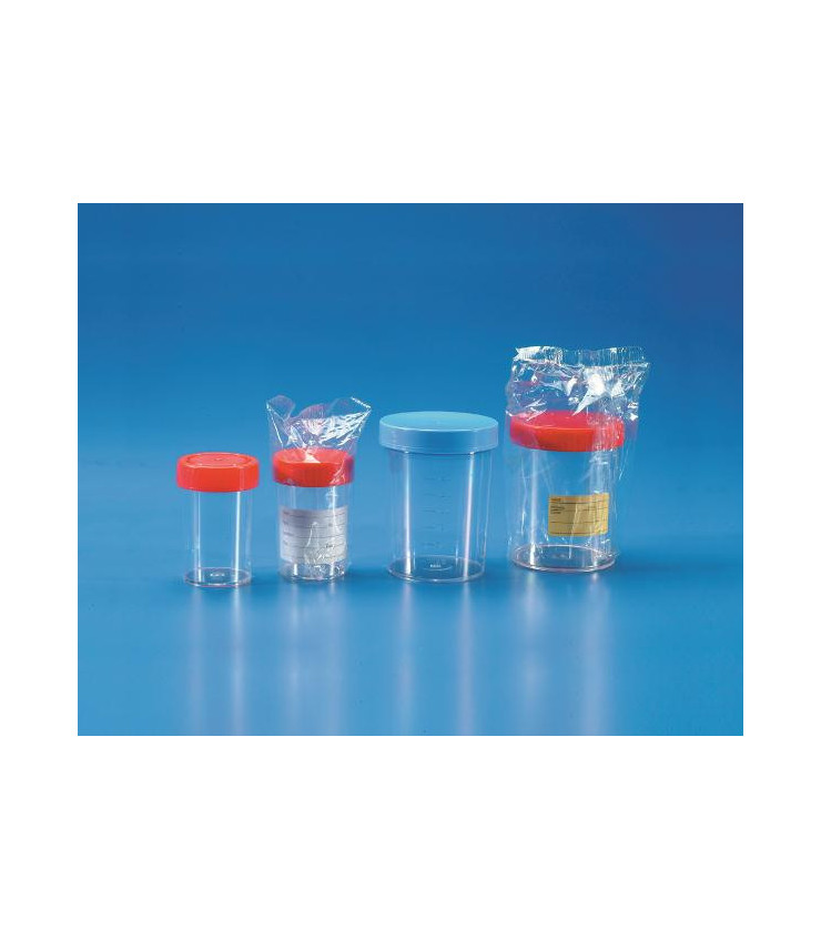 URINE BEAKER PS+PP, 200ml, STERILE, 66mm D, 85.5mm H, I/W & label ...