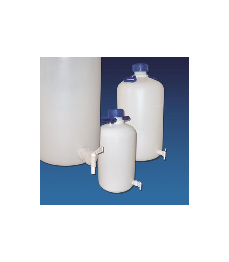 BOTTLE (ASPIRATOR) STORAGE & TAP HDPE, 5LT, 1 HANDLE, 170mm D, 345mm H ...