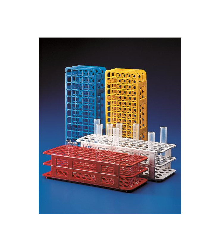 TEST TUBE RACK-UNIVERSAL PP, 16mm D HOLES, WHITE, 60 PLACE, 105x246x72mm